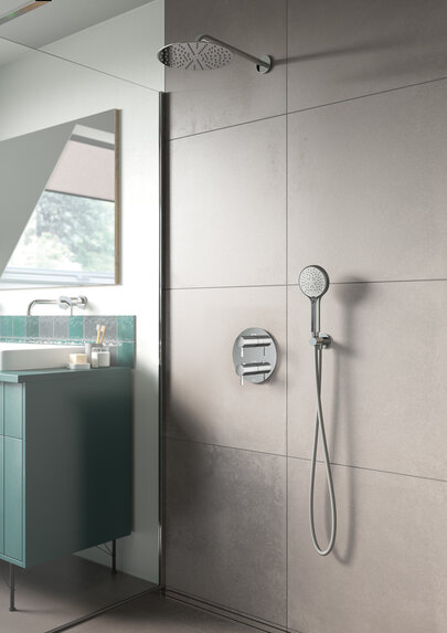 Damixa concealed bathroom shower and basin in Chrome & Black [https://damixa.com]
